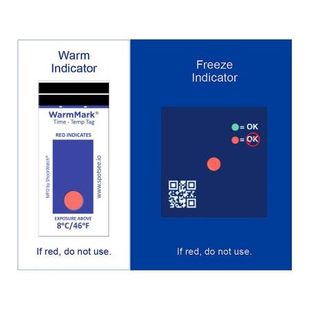 Shockwatch SpotSee‚Ñ¢ ColdChain Complete¬Æ Dual Temperature Indicators, 2-8¬∞C/36-46¬∞F, 100/Box ...